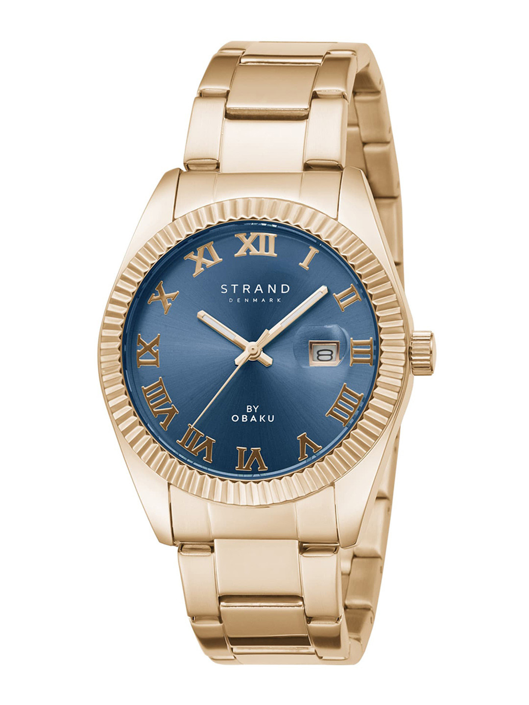 Buy STRAND BY OBAKU Men Blue Brass Dial & Rose Gold Toned Straps ...