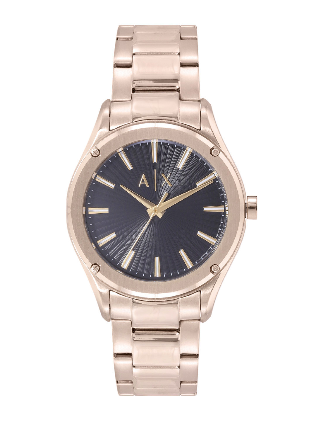 Buy Armani Exchange Men Black Dial & Gold Toned Straps Fitz Analogue ...