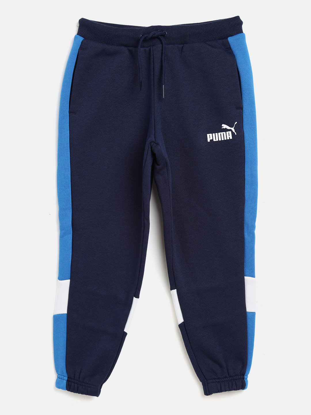 Buy Puma Kids Navy Blue Essential+ Colourblocked Regular Fit Joggers ...