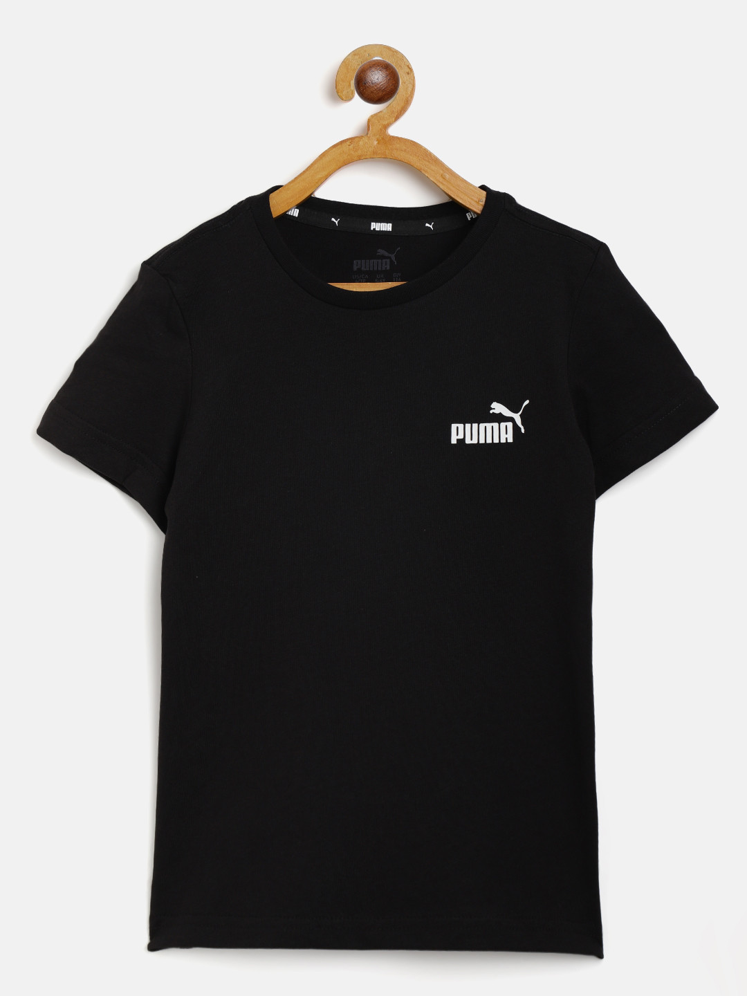 Buy Puma Boys Black Pure Cotton Solid Regular Fit Essential Small Logo ...