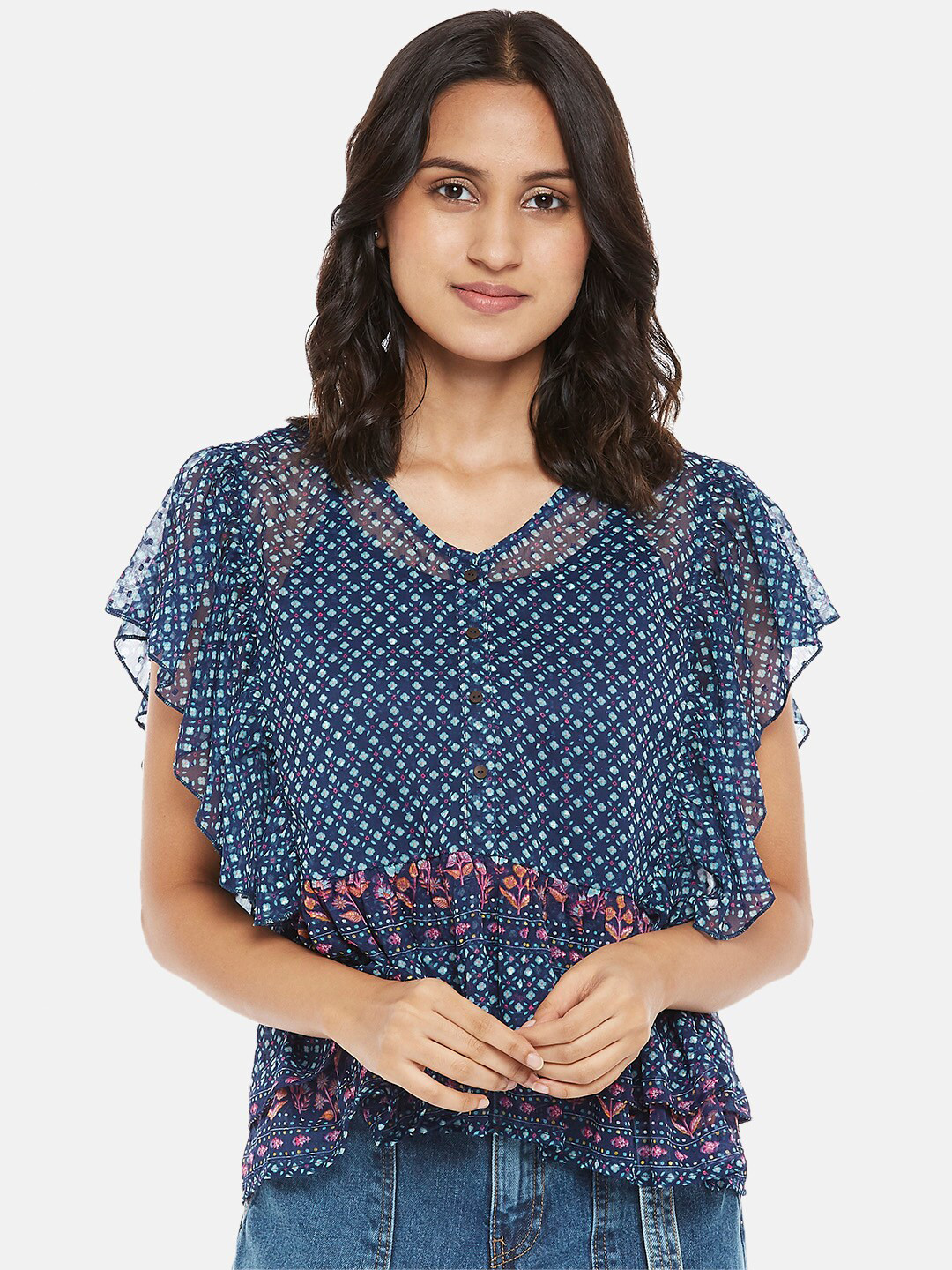 Buy People Blue Floral Regular Top - Tops for Women 15174710 | Myntra