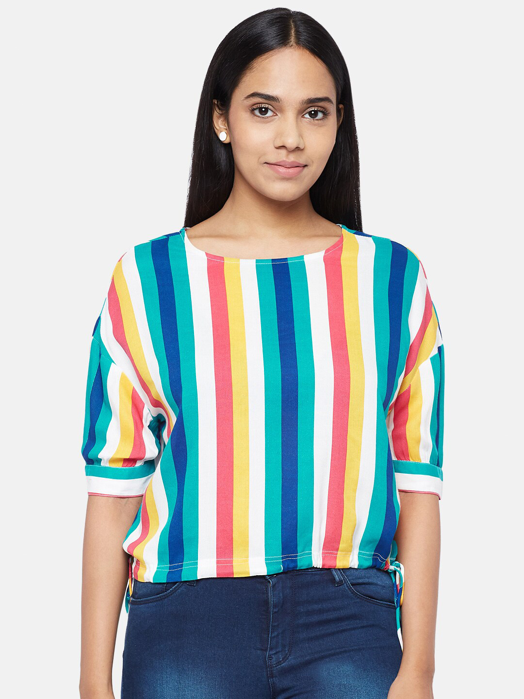 Buy People Multicoloured Striped Boxy Top - Tops for Women 15179170 ...