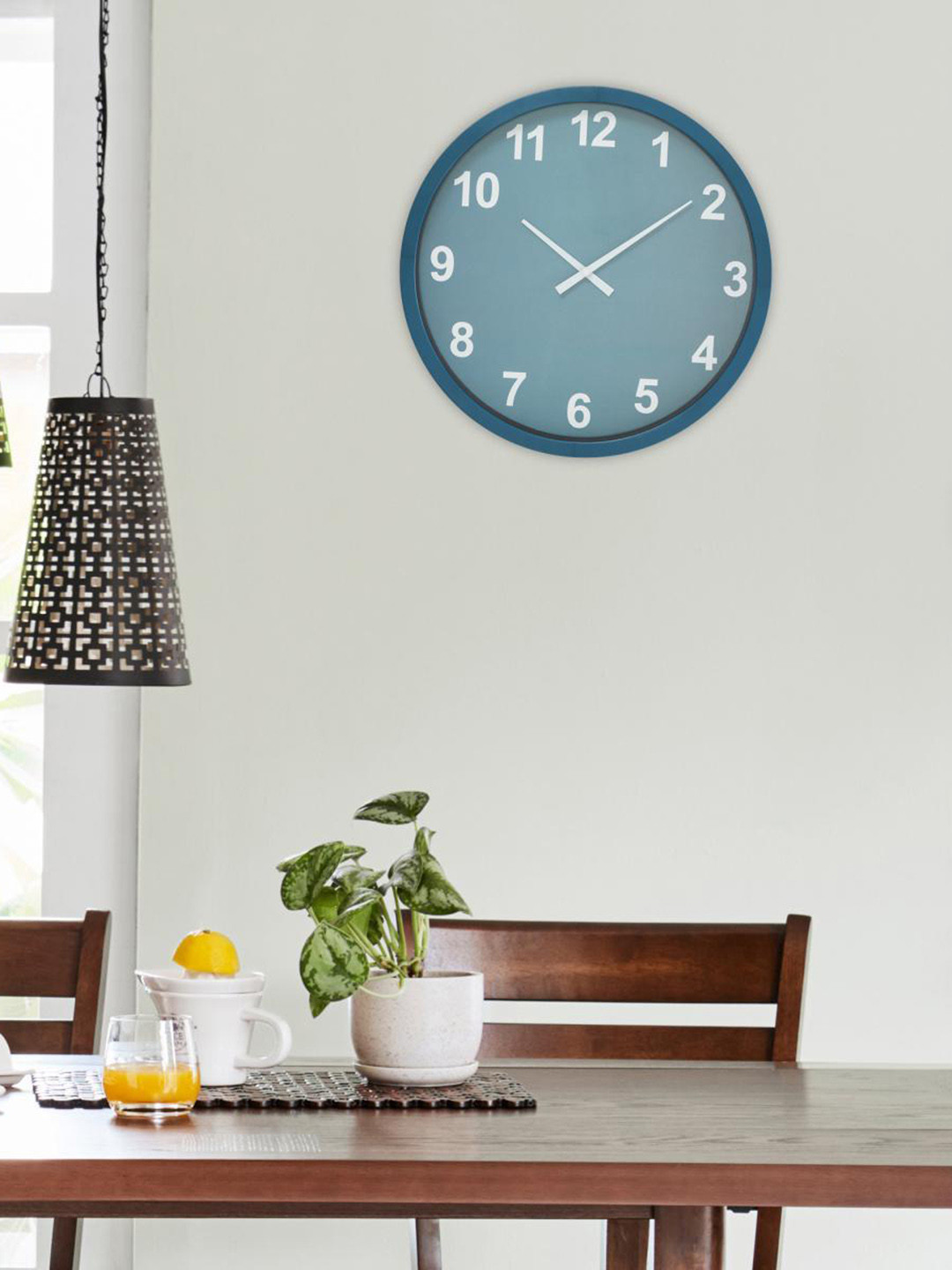 Buy Home Centre Blue & White Contemporary Wall Clock - Clocks for ...