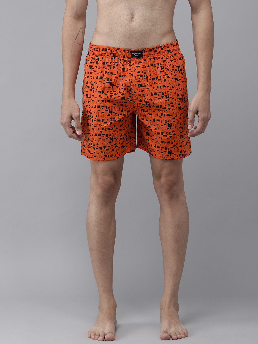 Buy Pepe Jeans Men Orange And Black Pure Cotton Printed Boxers - Boxers ...