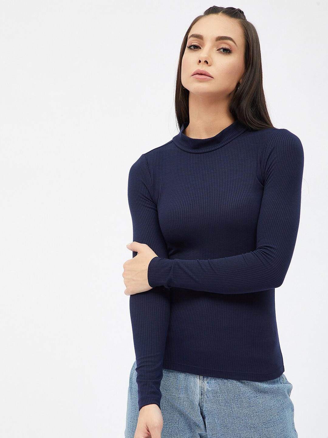 Buy Harpa Navy Blue Fitted Top - Tops for Women 15183268 | Myntra