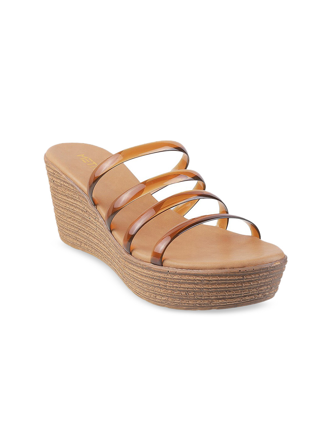 Buy Metro Women Tan Brown Open Toe Wedges Sandals - Heels for Women ...