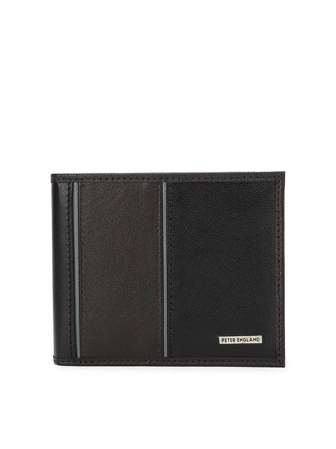 Buy Peter England Men Black Textured Leather Two Fold Wallet - Wallets ...