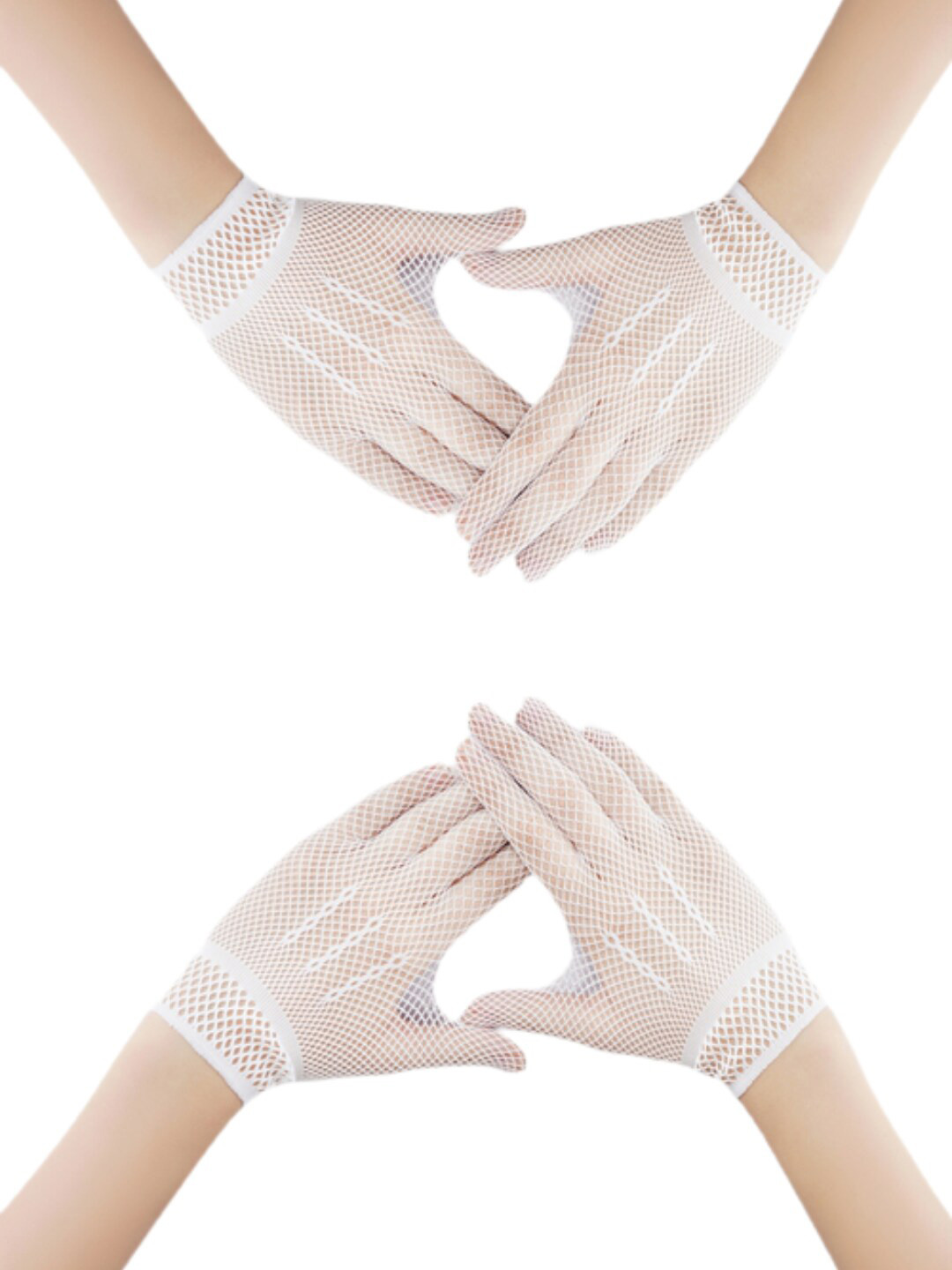 Buy N2S NEXT2SKIN Pack Of 2 White Solid Small Net Pattern Gloves ...