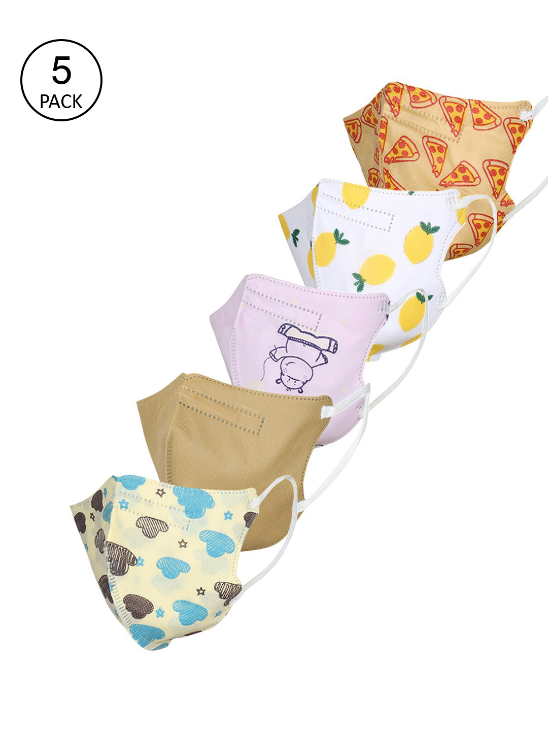 Buy FROGGY Kids Pack Of 5 Assorted 5 Ply Anti Pollution N95 Masks ...