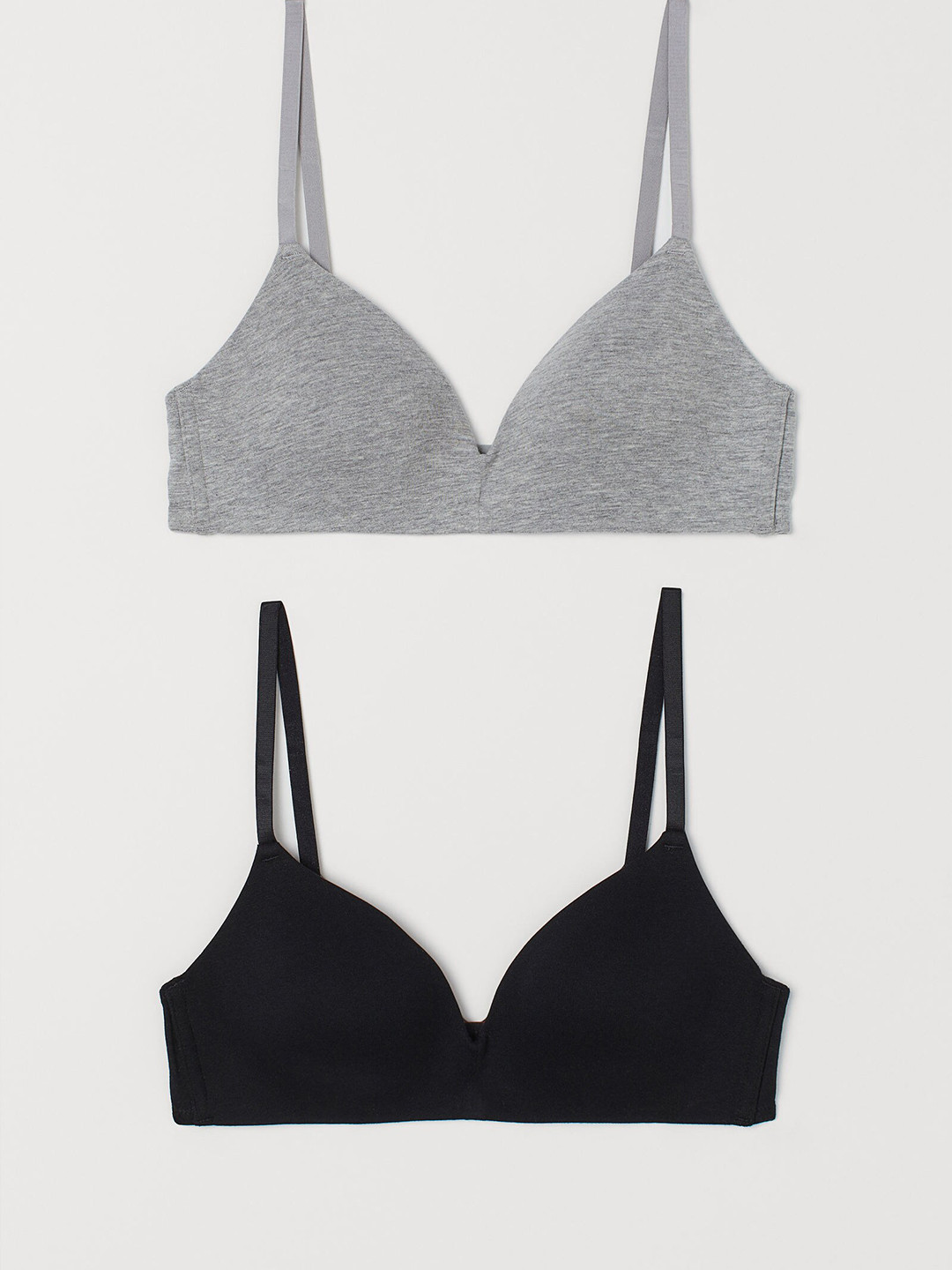 Buy H&M Grey & Black 2 Pack Padded Cotton Bras - Bra for Women 15193548 ...