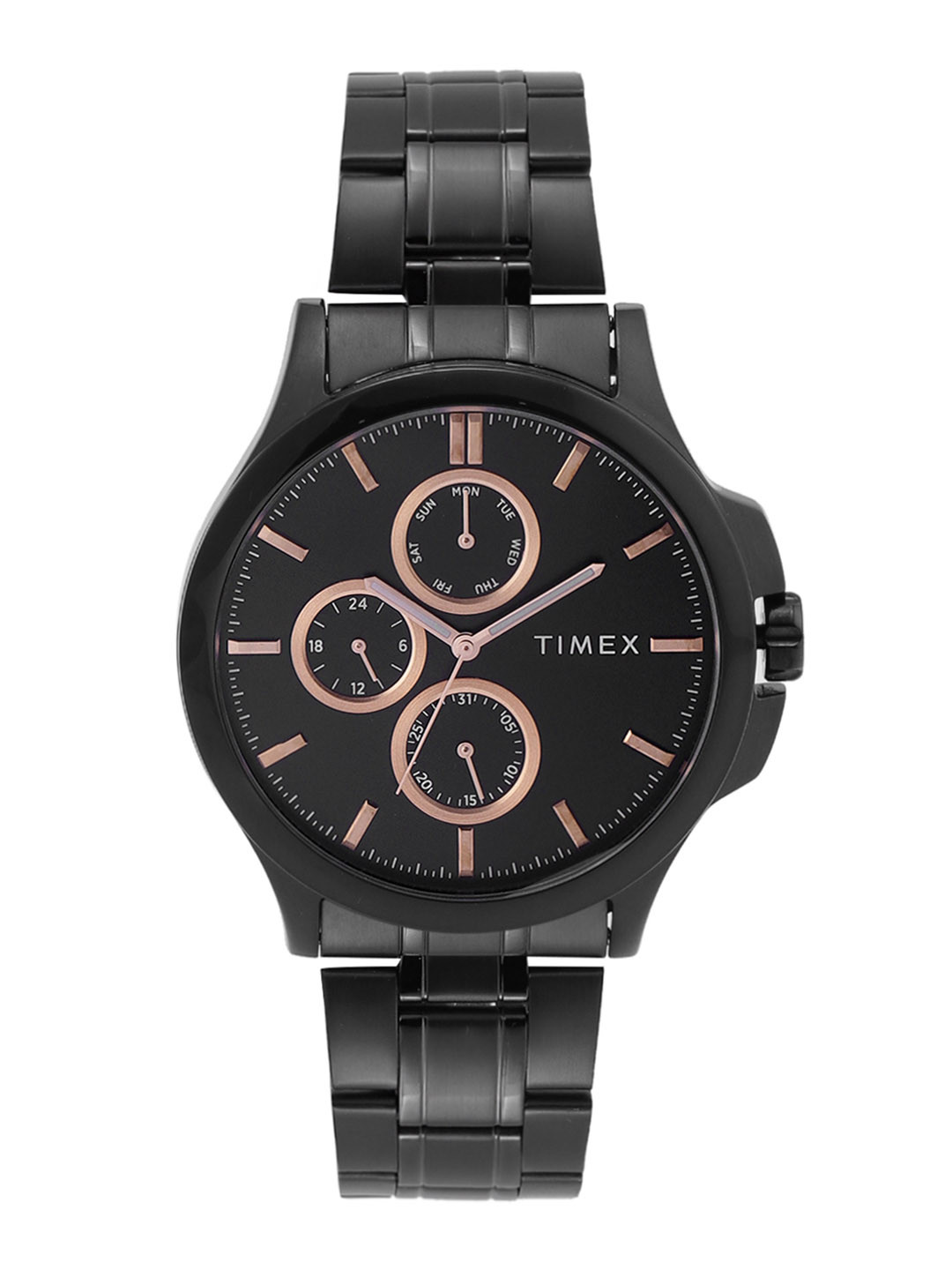 Buy Timex Men Black Dial & Gunmetal Toned Bracelet Style Straps ...