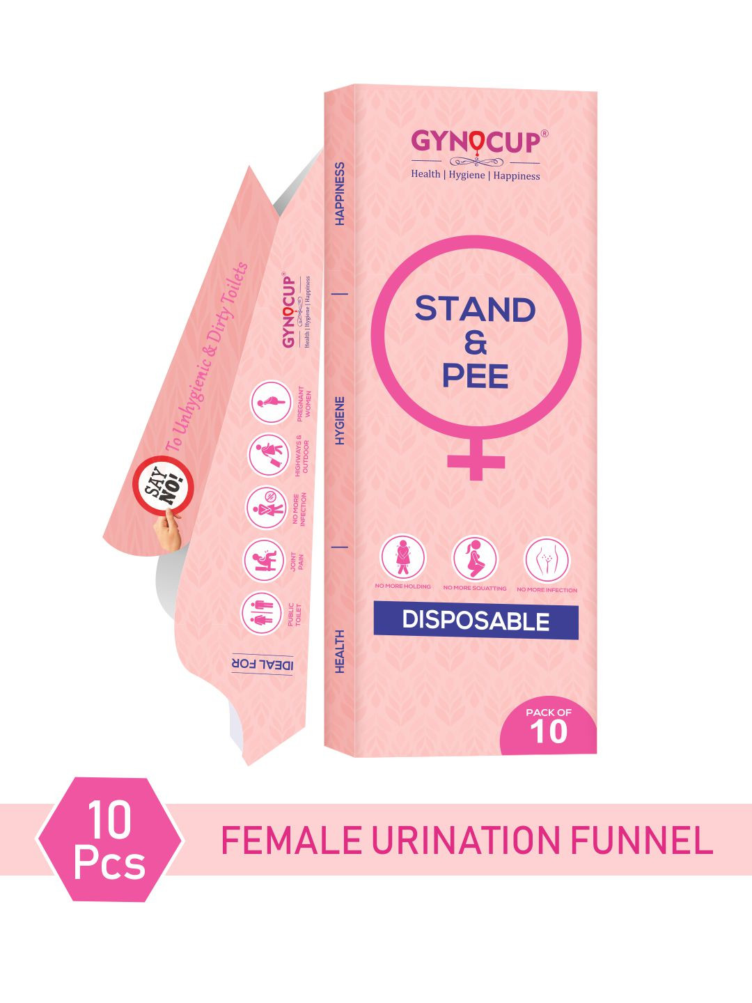 Buy GYNOCUP Women Stand & Pee Disposable Portable Urinal Cup 10 Pieces ...