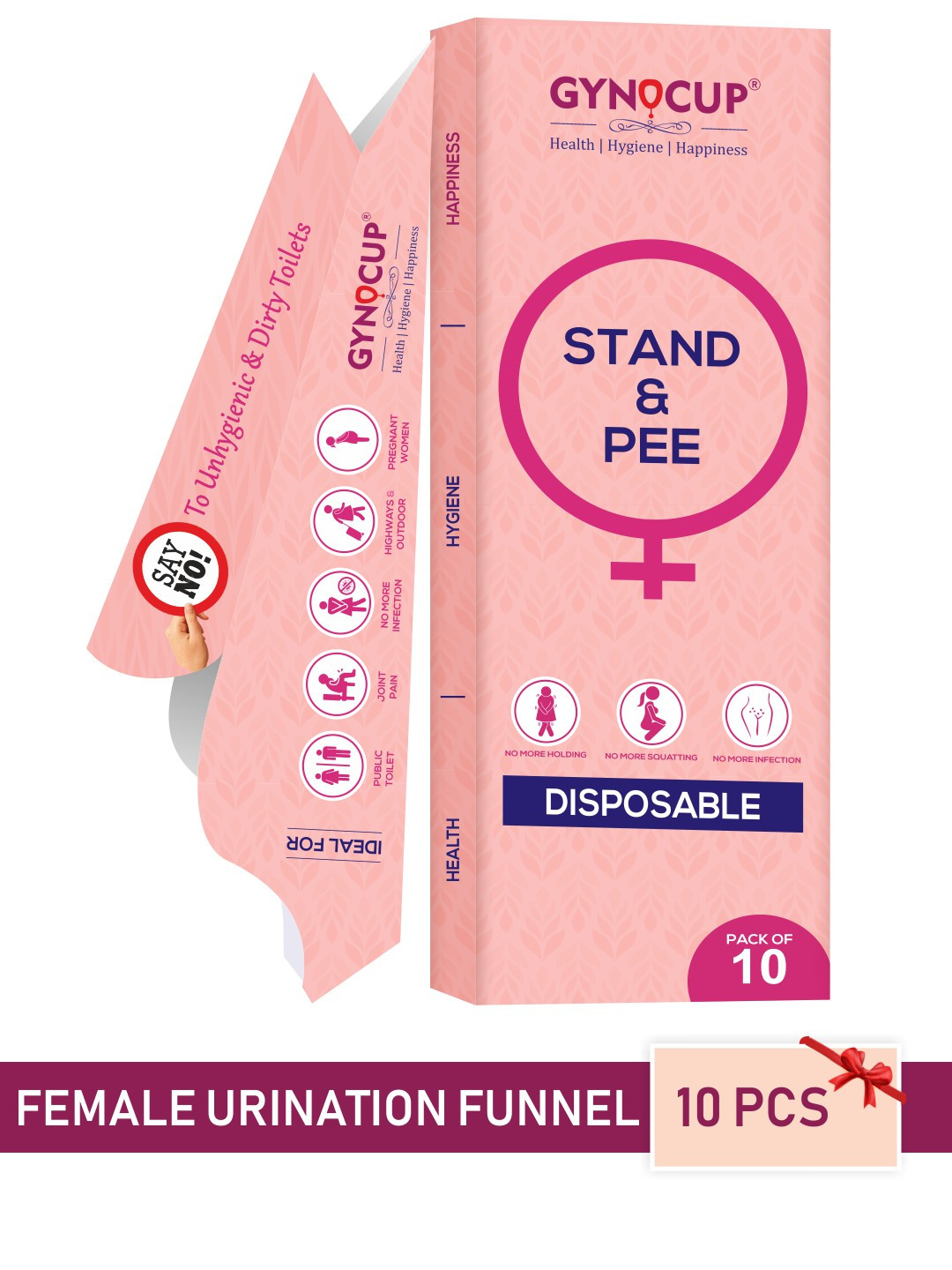Buy GYNOCUP Women Stand & Pee Disposable Portable Urinal Cup 10 Pieces ...
