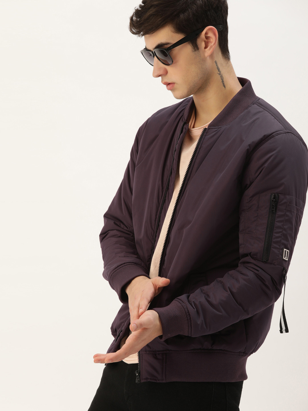 Buy SINGLE Men Purple Bomber Jacket - Jackets for Men 15195862 | Myntra