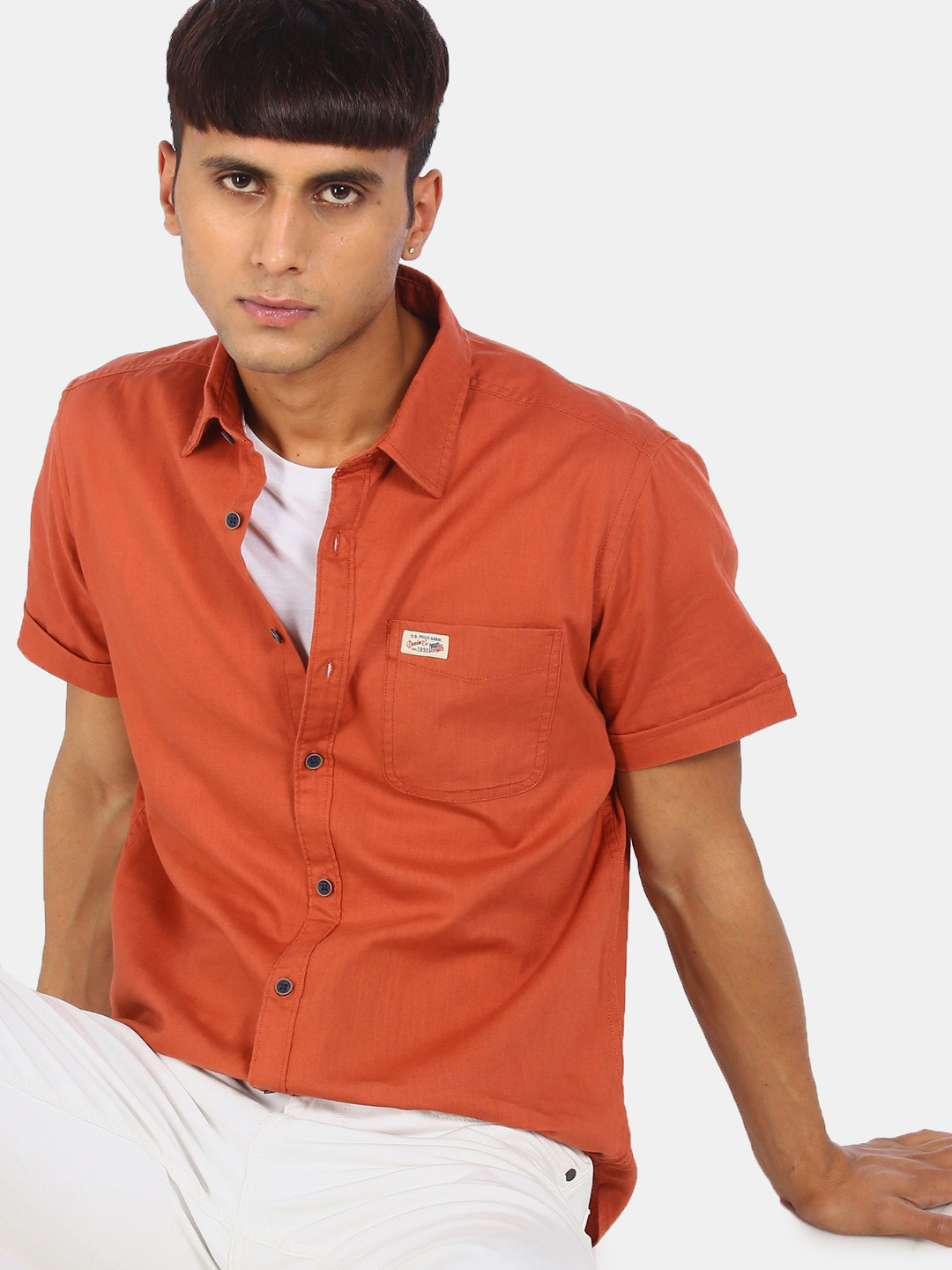 Buy U.S. Polo Assn. Denim Co. Men Rust Opaque Casual Shirt - Shirts for ...