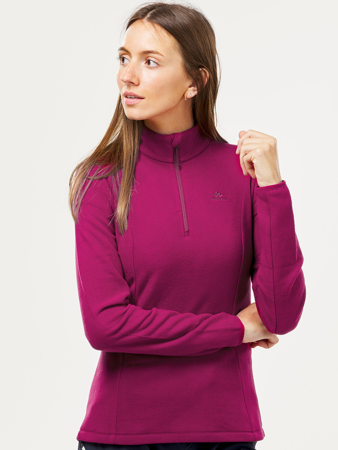 Buy Quechua By Decathlon Women Pink Fleece Windcheater Outdoor Sporty ...