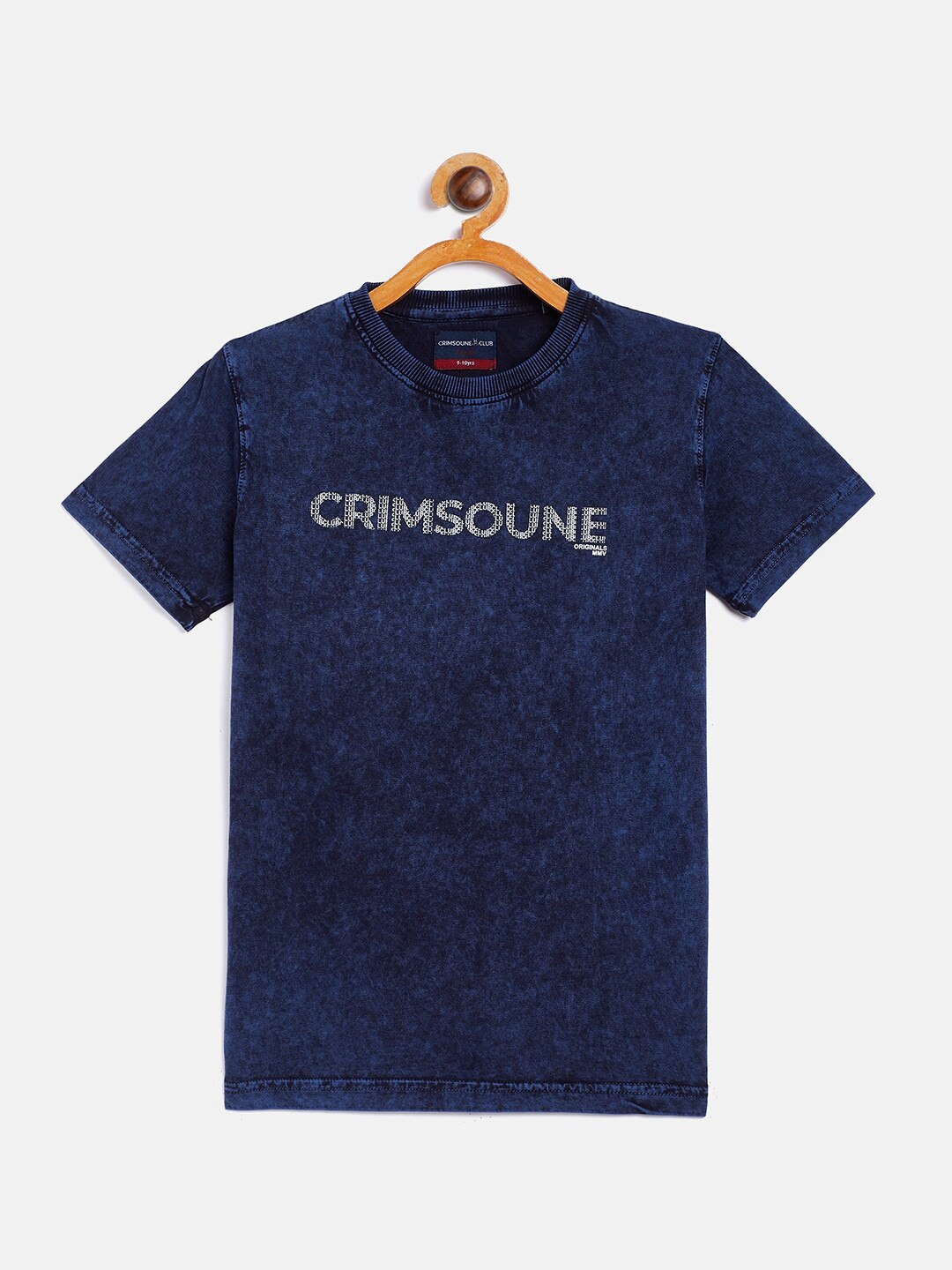 Buy Crimsoune Club Boys Blue White Brand Logo Printed Pure Cotton T ...