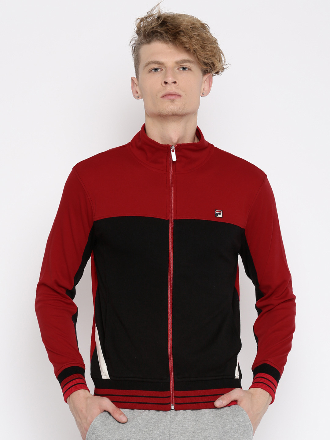 Buy FILA Red & Black Colourblocked Jacket - Jackets for Men 1520828 ...