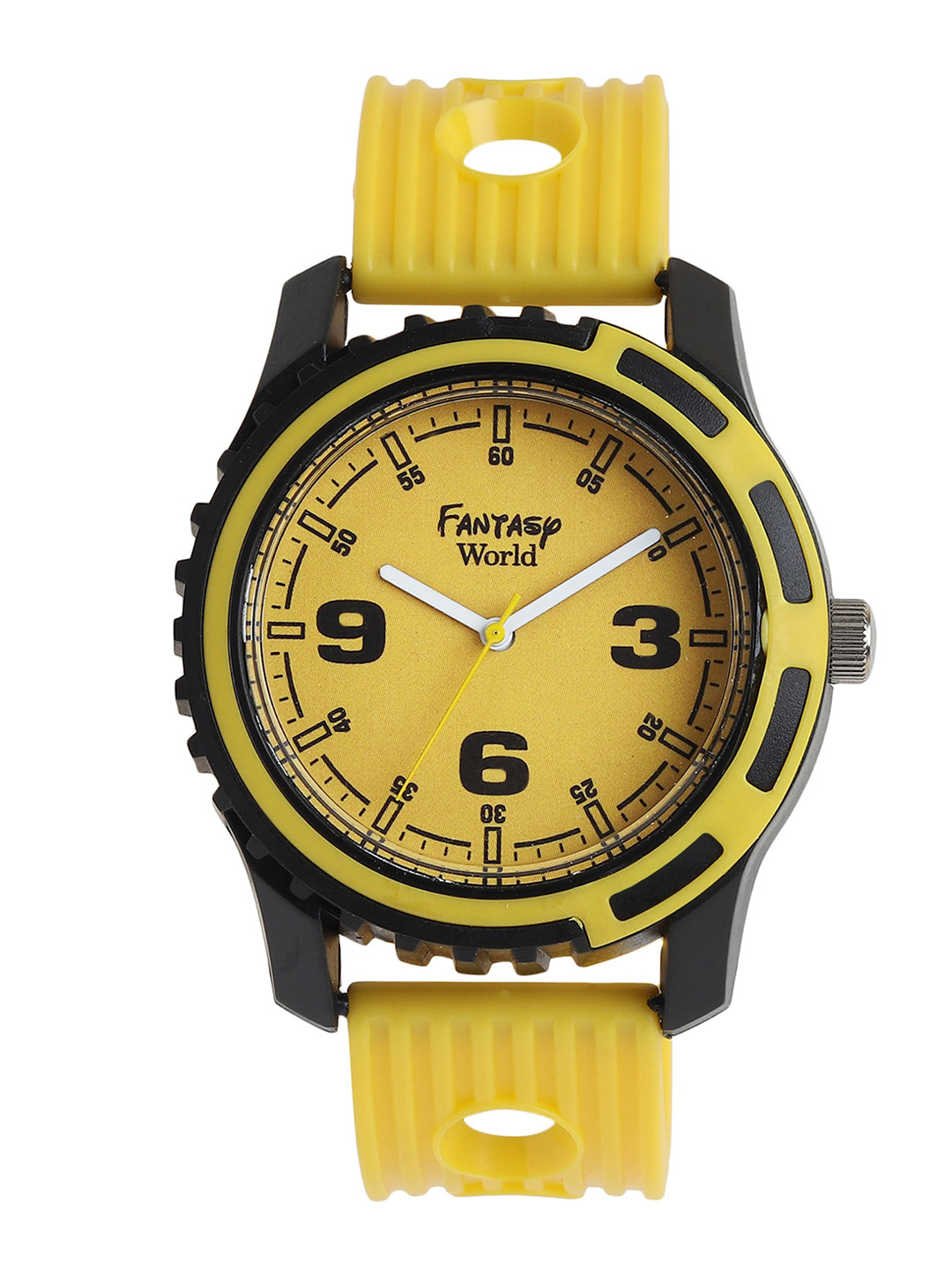 Buy Fantasy World Kids Yellow Dial & Yellow Textured Straps Analogue ...