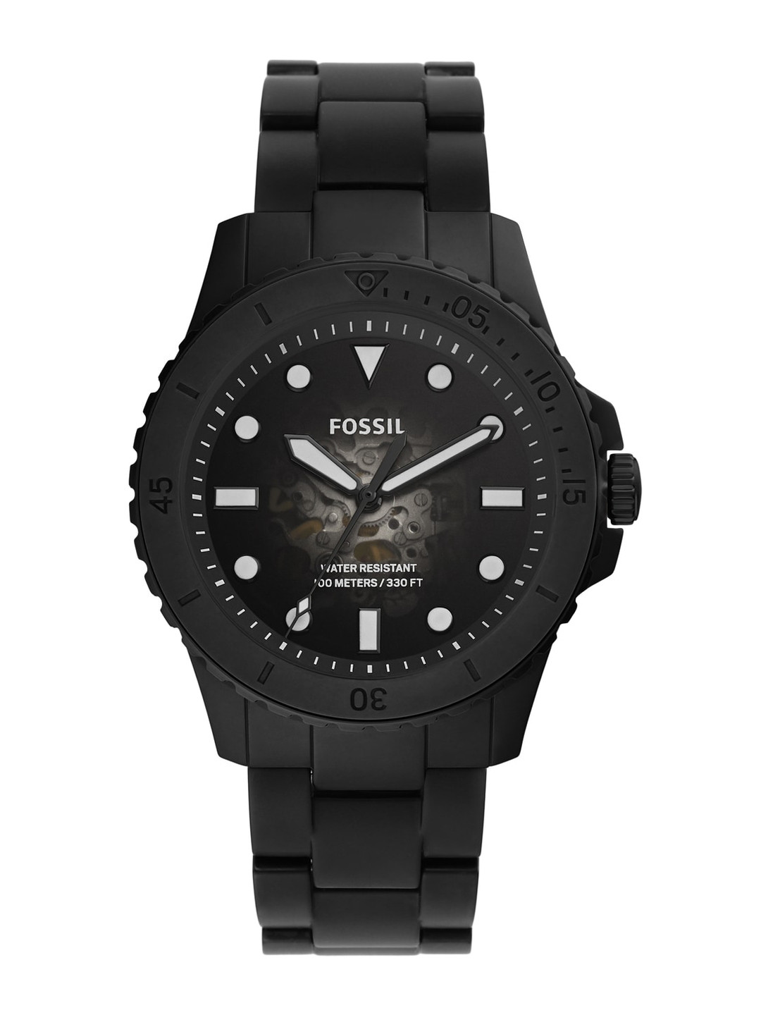 Buy Fossil Men Multicoloured Skeleton Dial & Black Ceramic Straps Watch ...