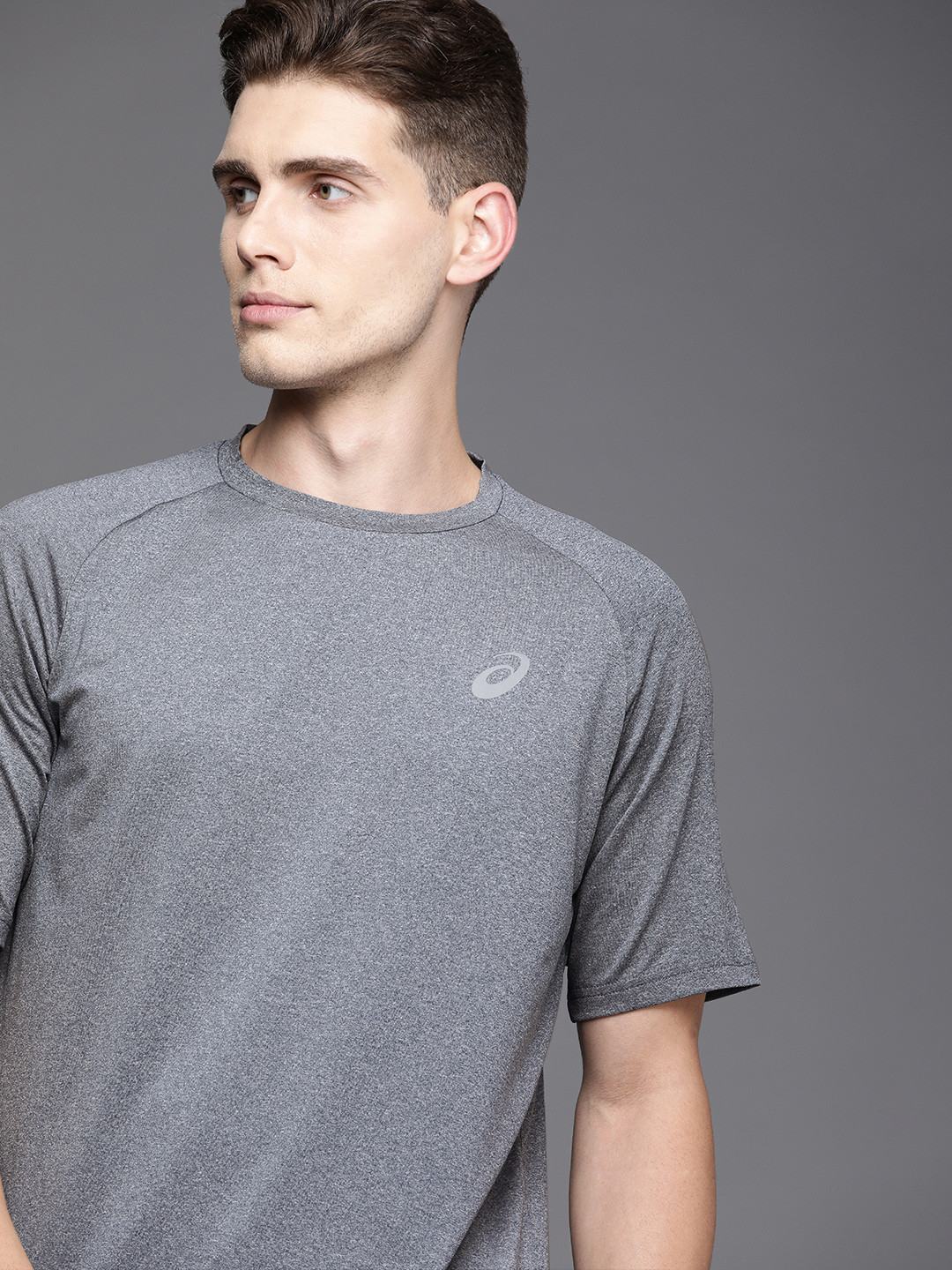 Buy ASICS Men Blue Solid Round Neck Heather Running T Shirt - Tshirts ...