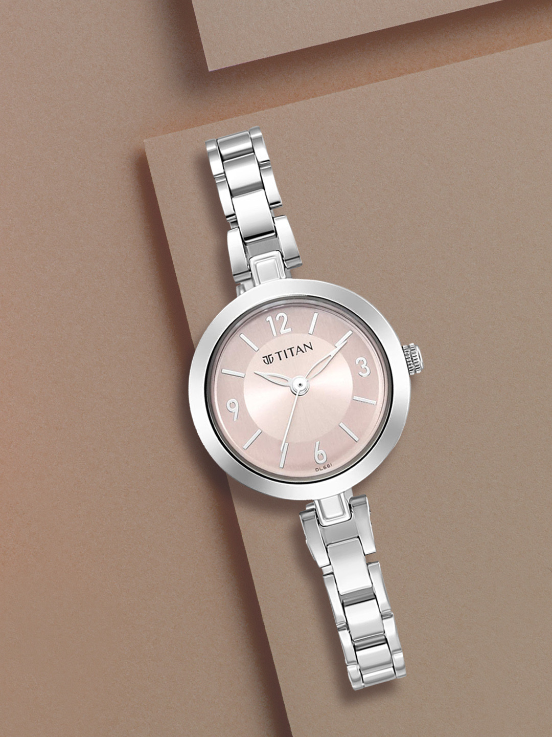 Buy Titan Women Pink Brass Mother Of Pearl Dial & Steel Toned Bracelet ...