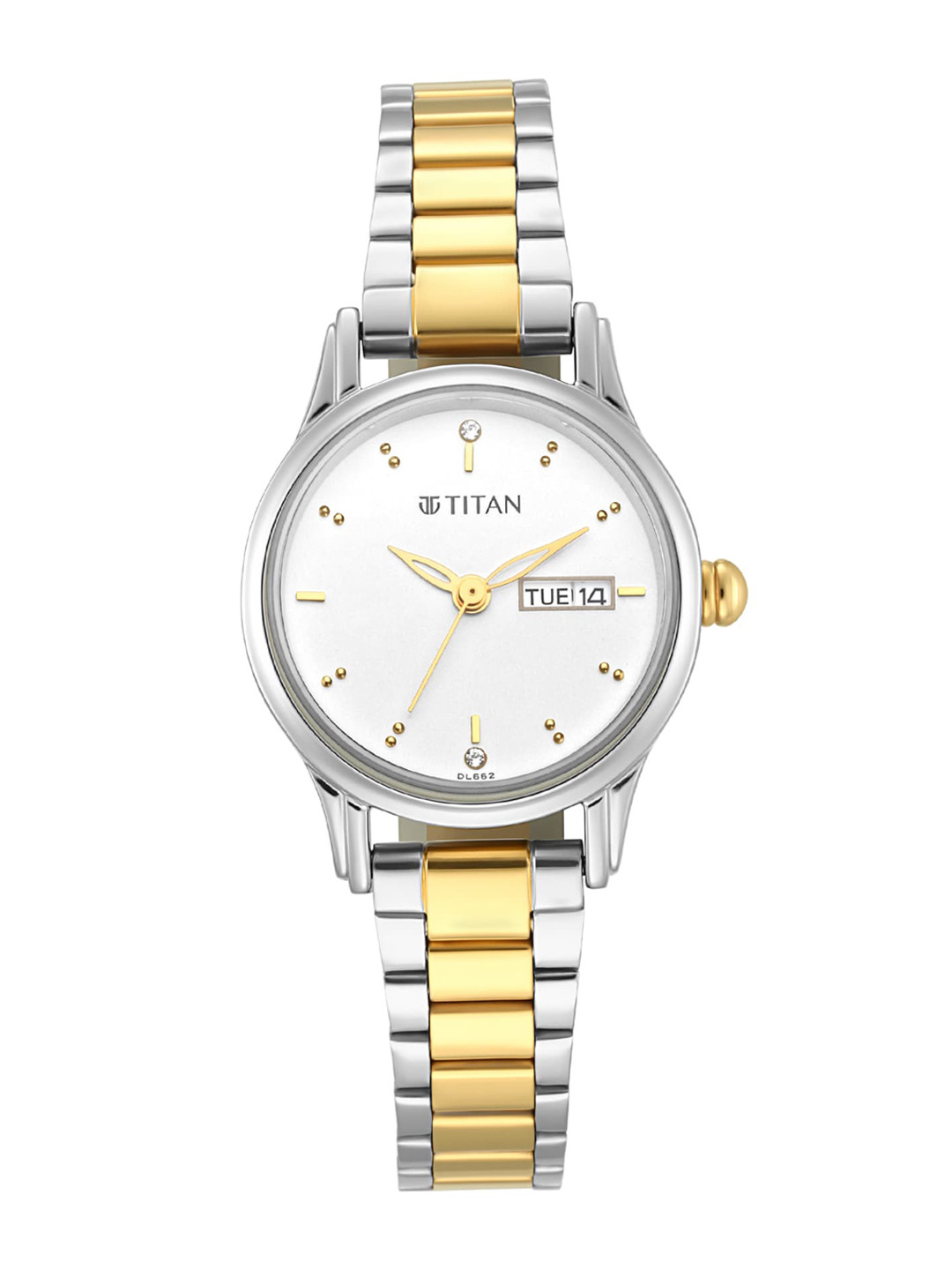 Buy Titan Women Silver Toned Brass Dial & Gold Toned Wrap Around Straps ...