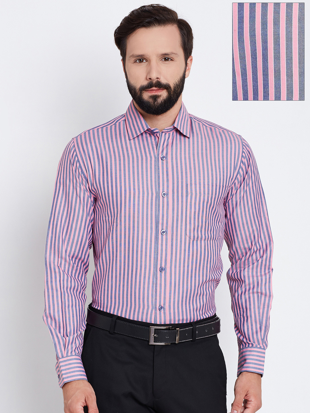 Buy John Players Men Pink Slim Fit Striped Formal Shirt - Shirts for ...