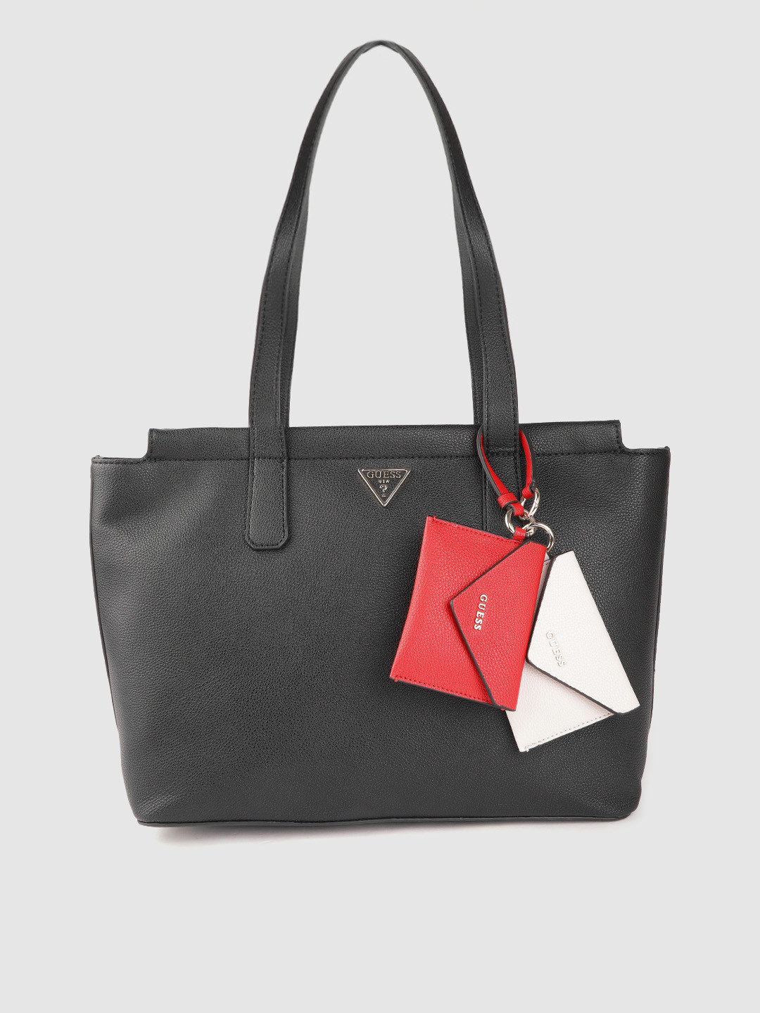 Buy GUESS Black Solid Structured Shoulder Bag - Handbags for Women ...