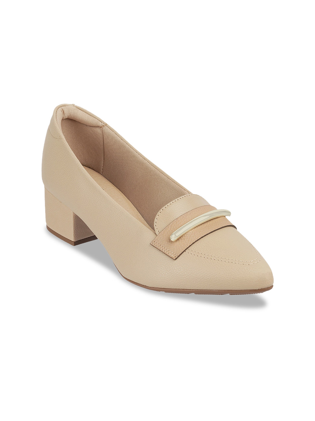 Buy MODARE Beige PU Block Pumps - Heels for Women 15217628 | Myntra