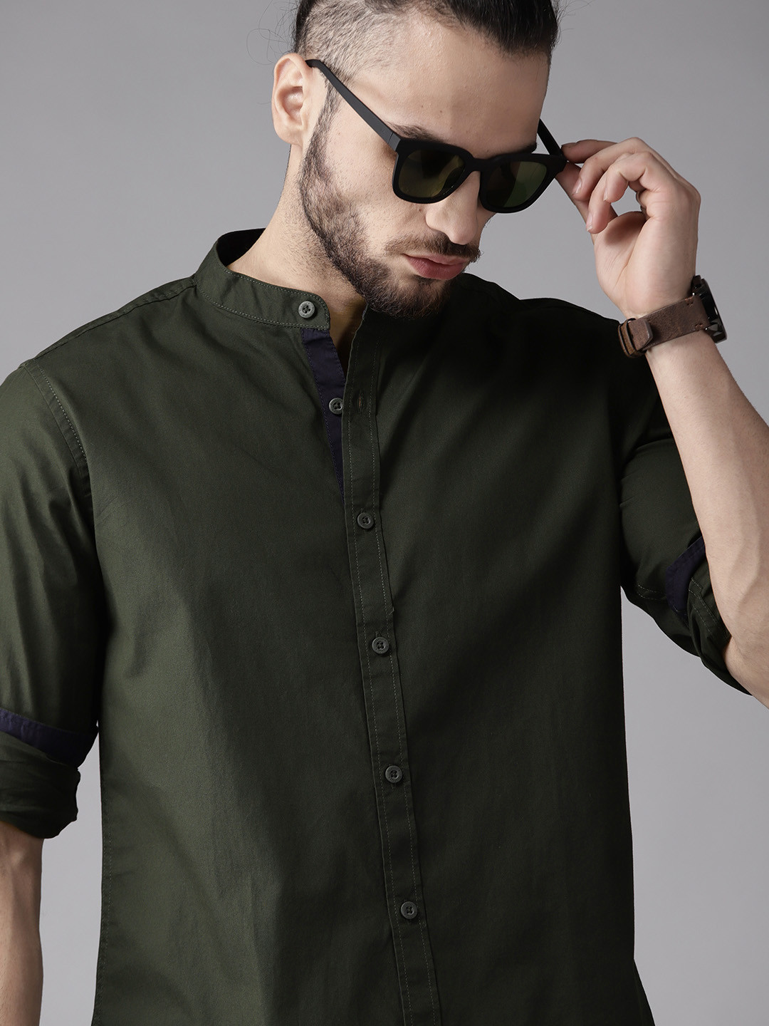 Buy Roadster Men Green Solid Casual Shirt - Shirts for Men 15221224 ...