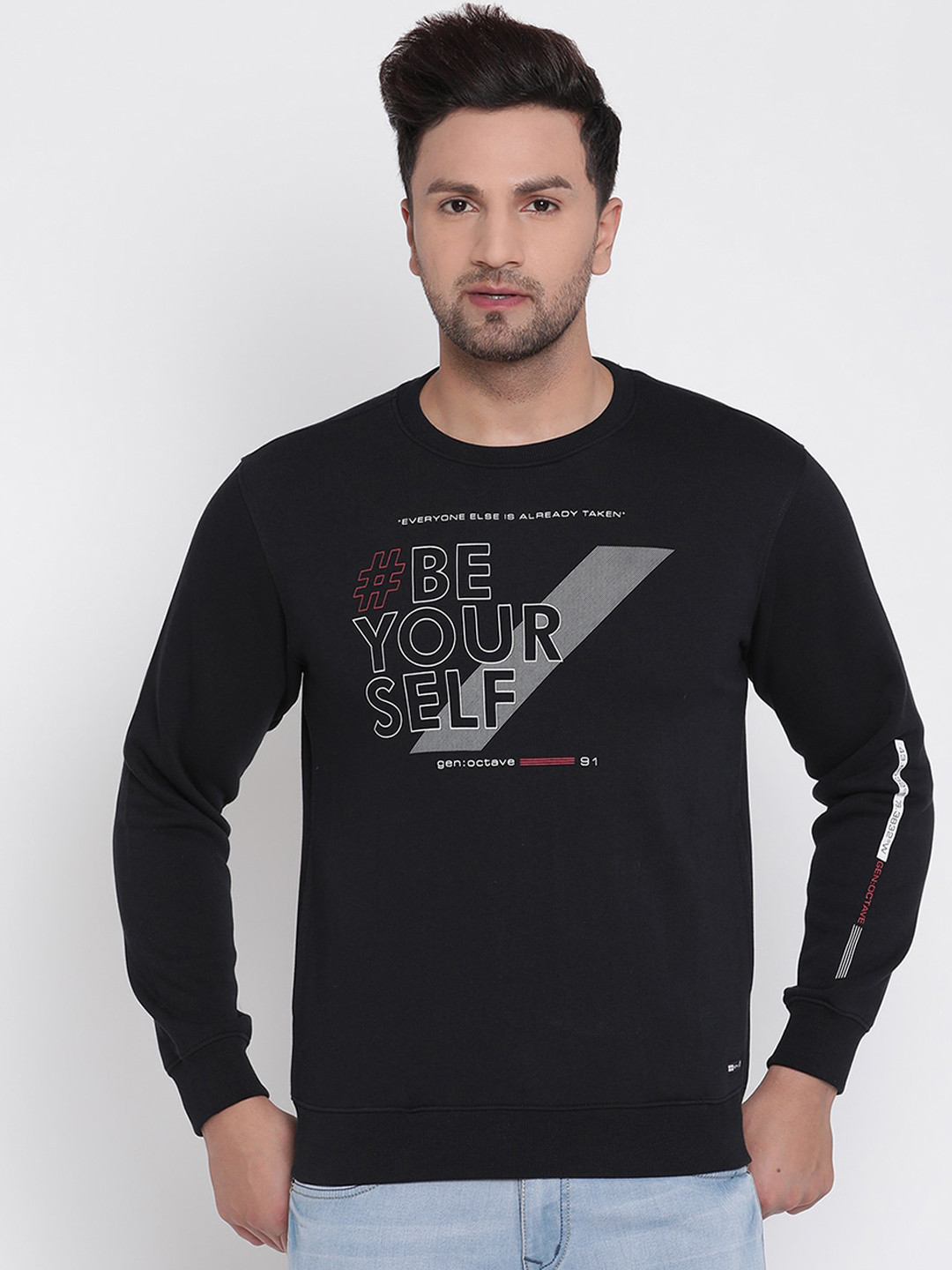 Buy Octave Men Navy Blue Printed Sweatshirt - Sweatshirts for Men ...