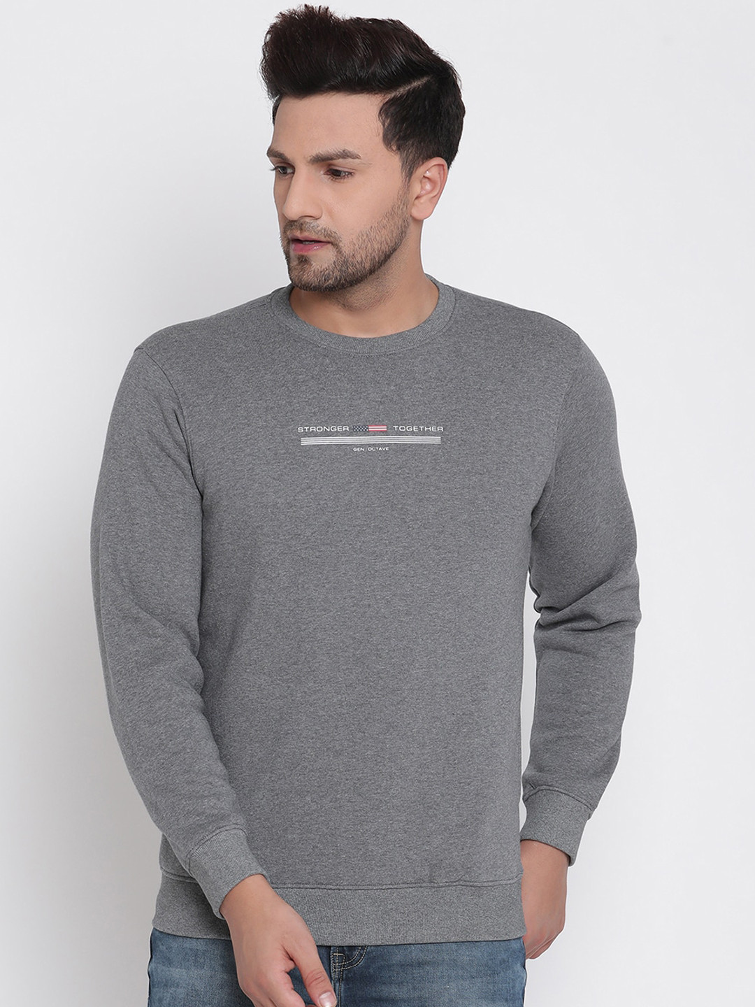 Buy Octave Men Grey Sweatshirt - Sweatshirts for Men 15224102 | Myntra