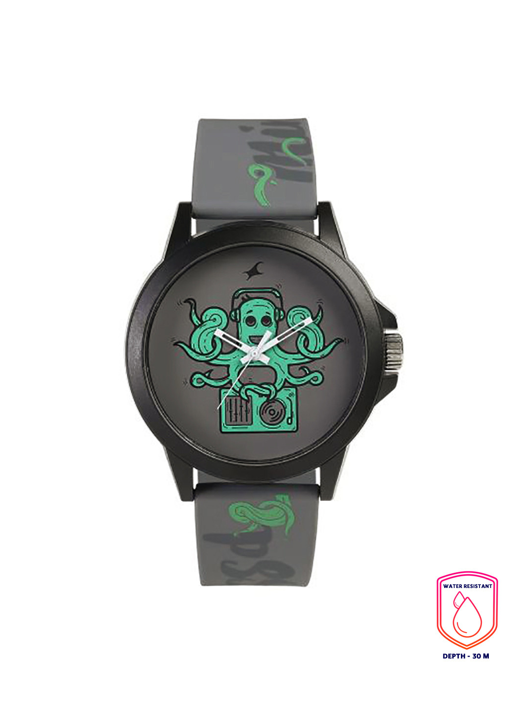 Buy Fastrack Unisex Grey Octopus Print Dial Tees Wicked Lines Analogue ...