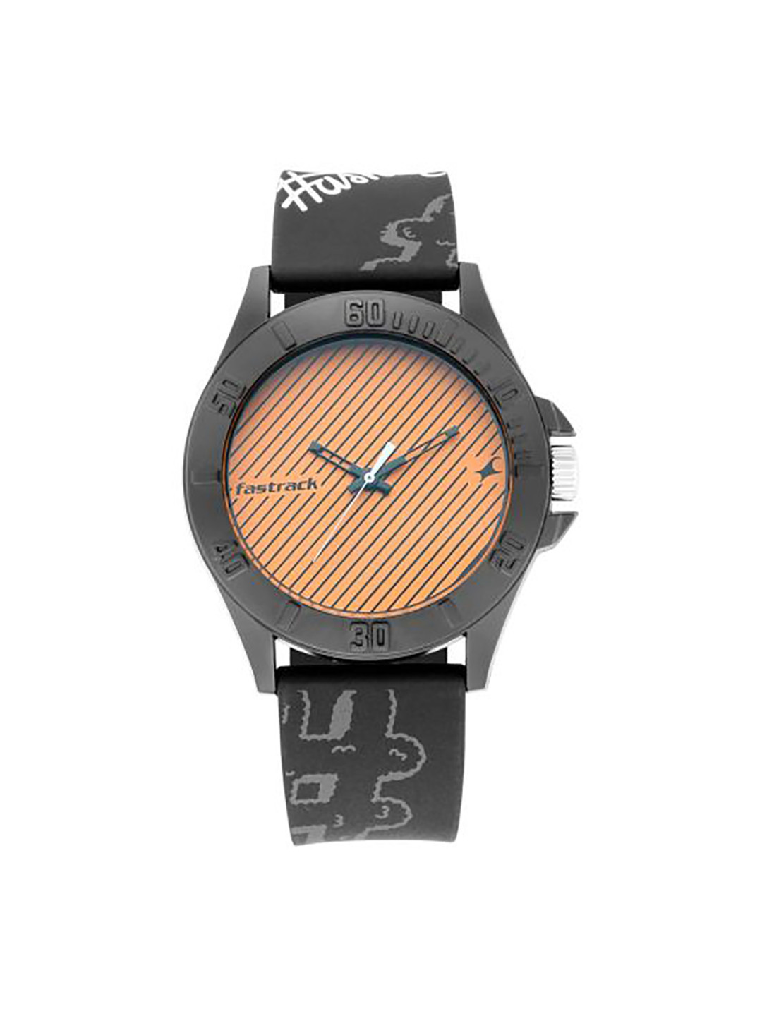 Buy Fastrack Unisex Orange Striped Dial & Black Straps TEES Hashtag ...