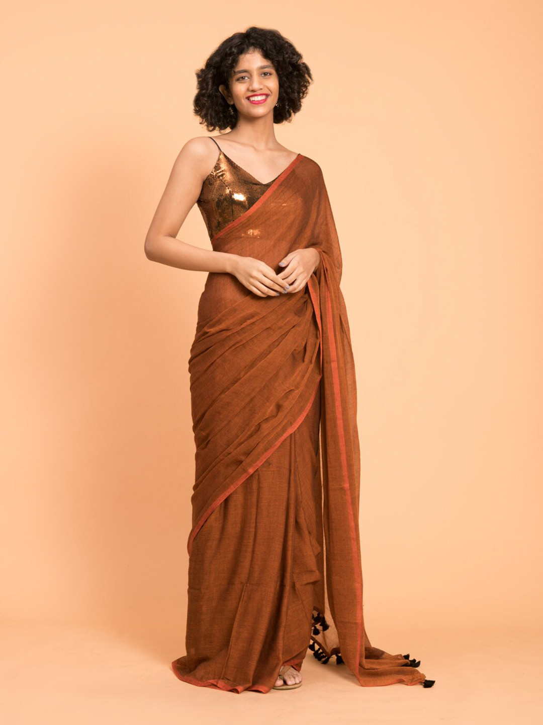 Buy Suta Rust Pure Cotton Saree - Sarees for Women 15244156 | Myntra