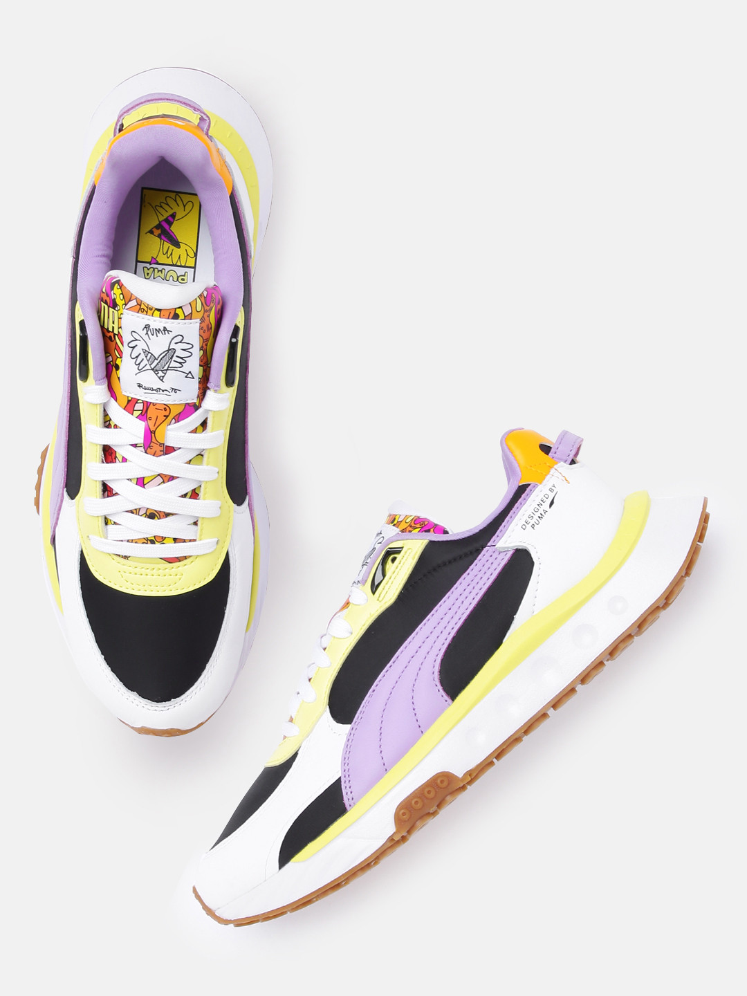 Buy Puma Unisex White & Black Colourblocked Wild Rider Romero Britto ...