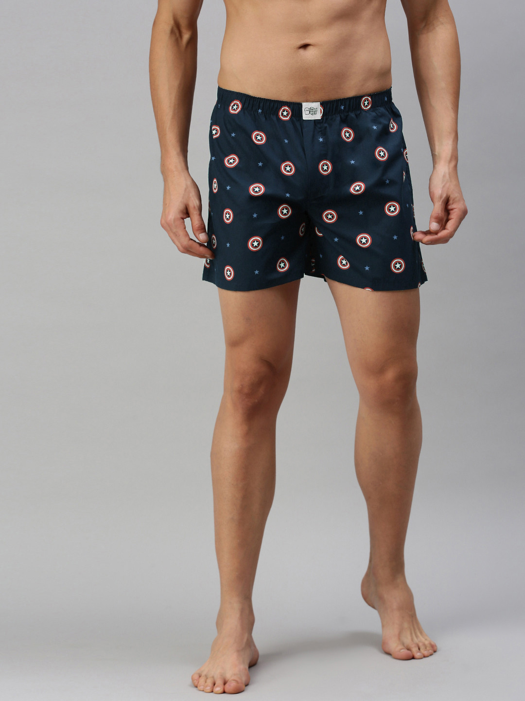 Buy The Souled Store Blue Captain America Logo Pattern Cotton Boxers ...