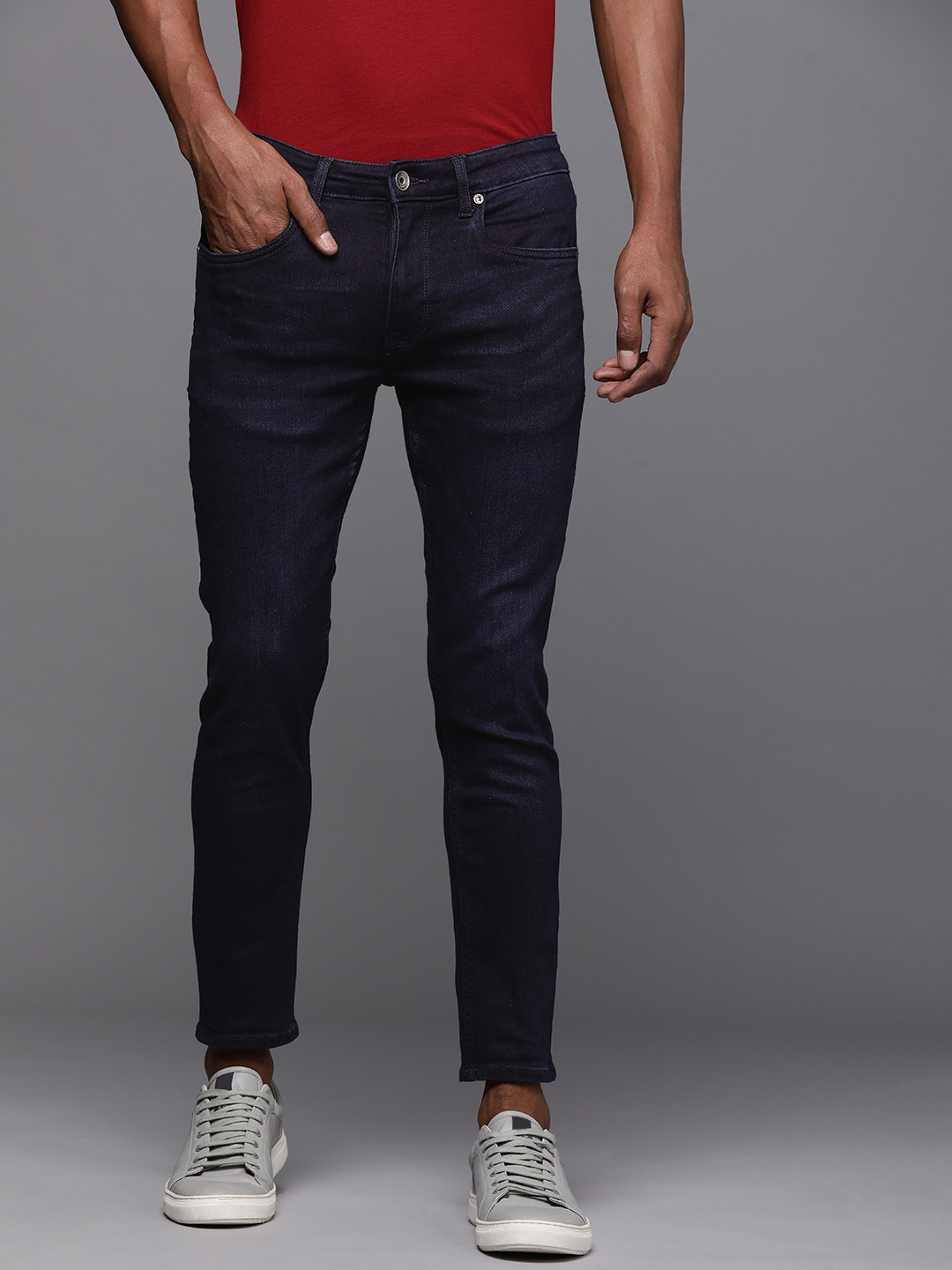 Buy Louis Philippe Jeans Men Blue Smart Skinny Fit Mid Rise Light Fade ...