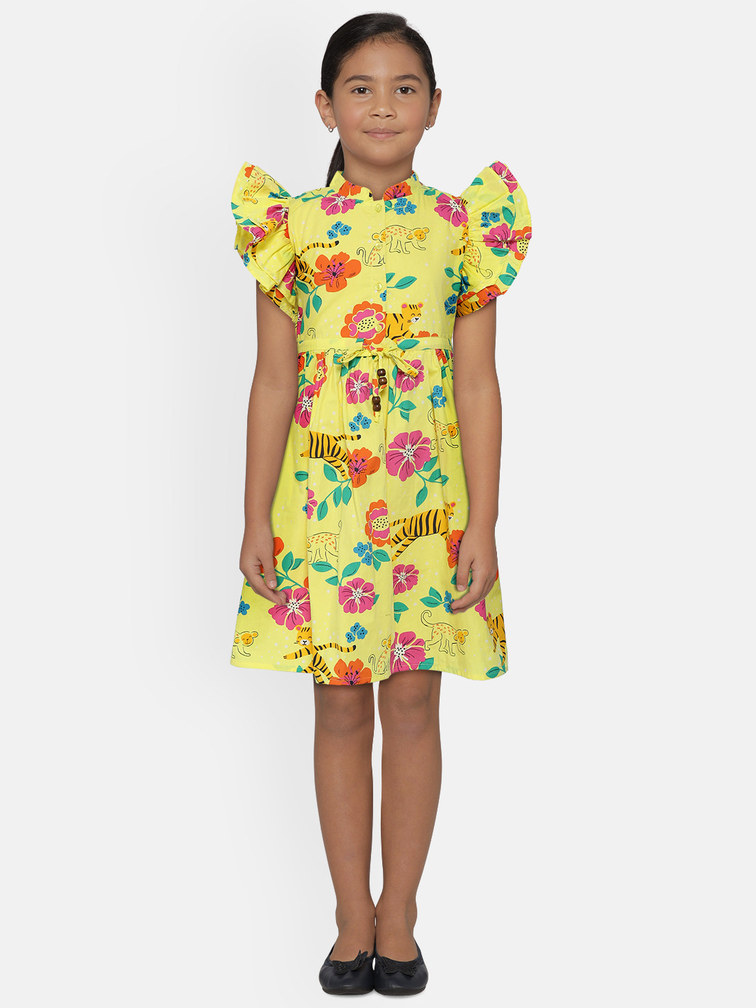 Buy Bella Moda Yellow Floral Dress - Dresses for Girls 15247832 | Myntra