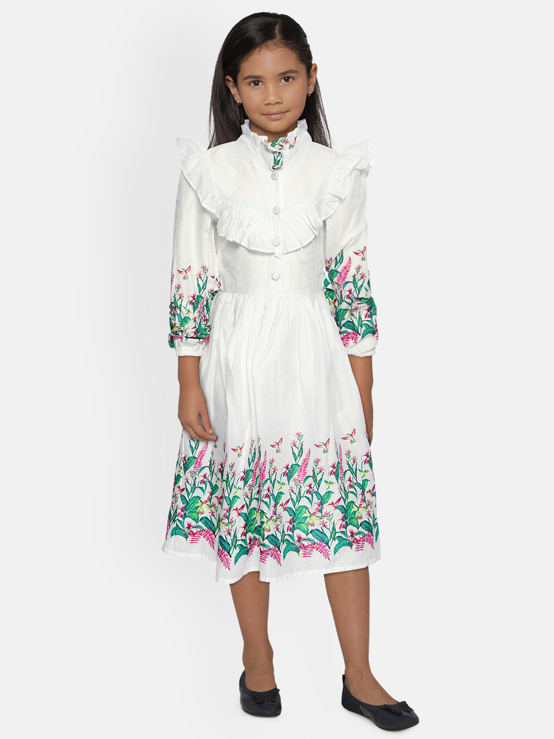 Buy Bella Moda White Floral Dress - Dresses for Girls 15247872 | Myntra