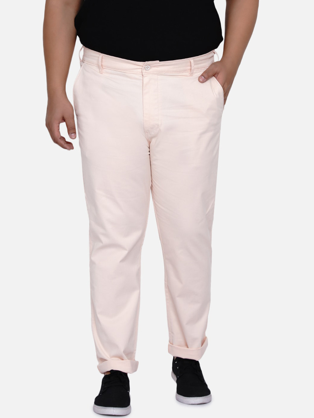Buy John Pride Men Peach Coloured Plus Size Chinos Trousers - Trousers ...