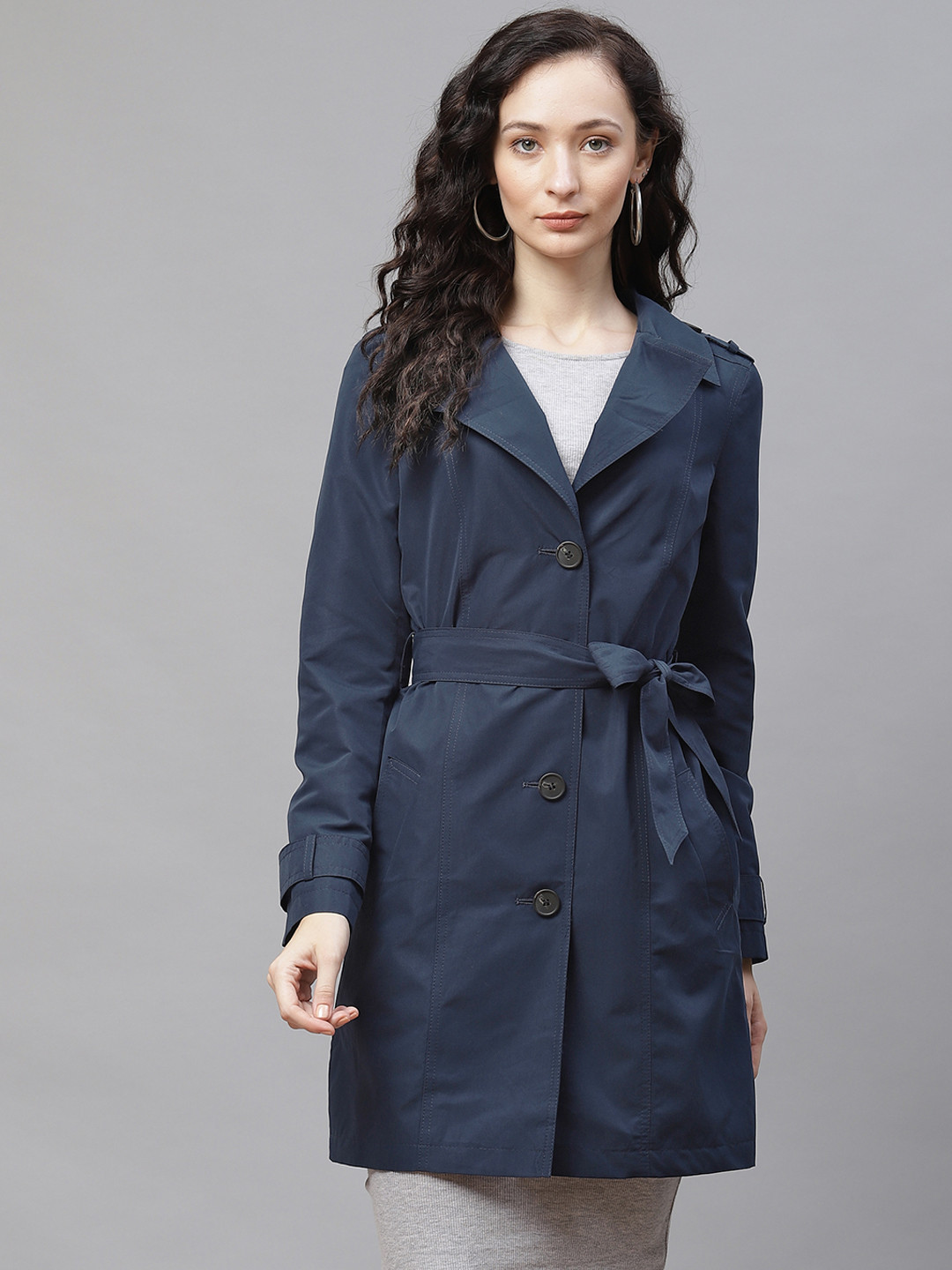 Buy Marks & Spencer Women Navy Blue Longline Tailored Jacket - Jackets ...