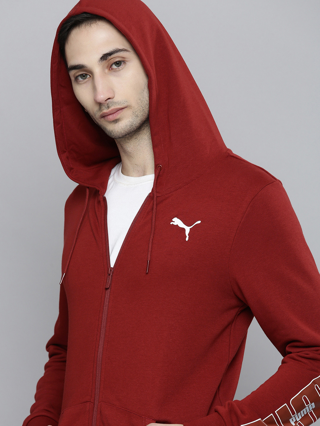 Buy Puma Men Red Hooded Slim Fit Sweatshirt - Sweatshirts for Men ...