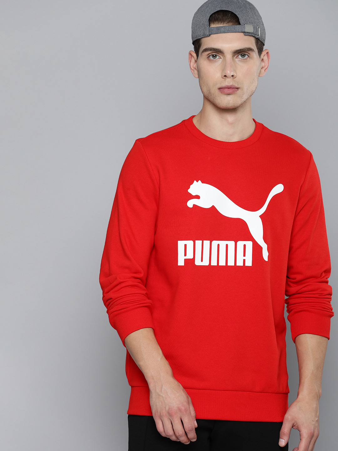 Buy Puma Men Red & White Classics Brand Logo Printed Sweatshirt ...
