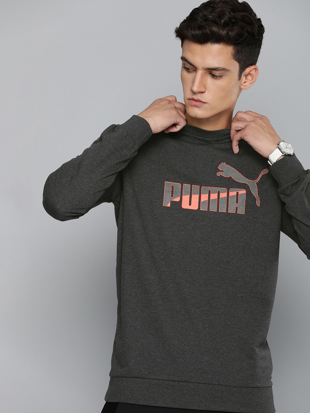 Buy Puma Men Grey Brand Logo Printed Casual Sweatshirt - Sweatshirts ...