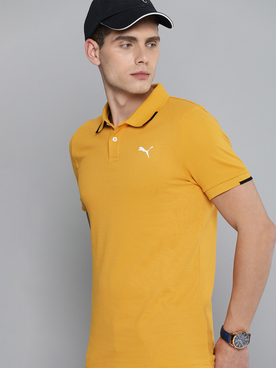 Buy One8 X PUMA Men Yellow Solid Polo Collar T Shirt - Tshirts for Men ...