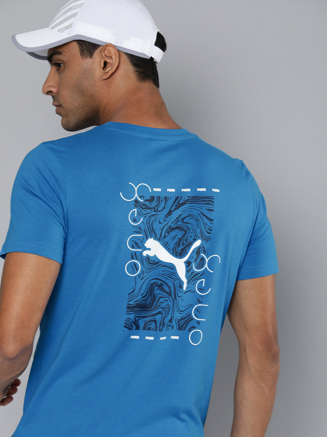 Buy One8 X PUMA Men Blue Brand Logo Printed T Shirt - Tshirts for Men ...