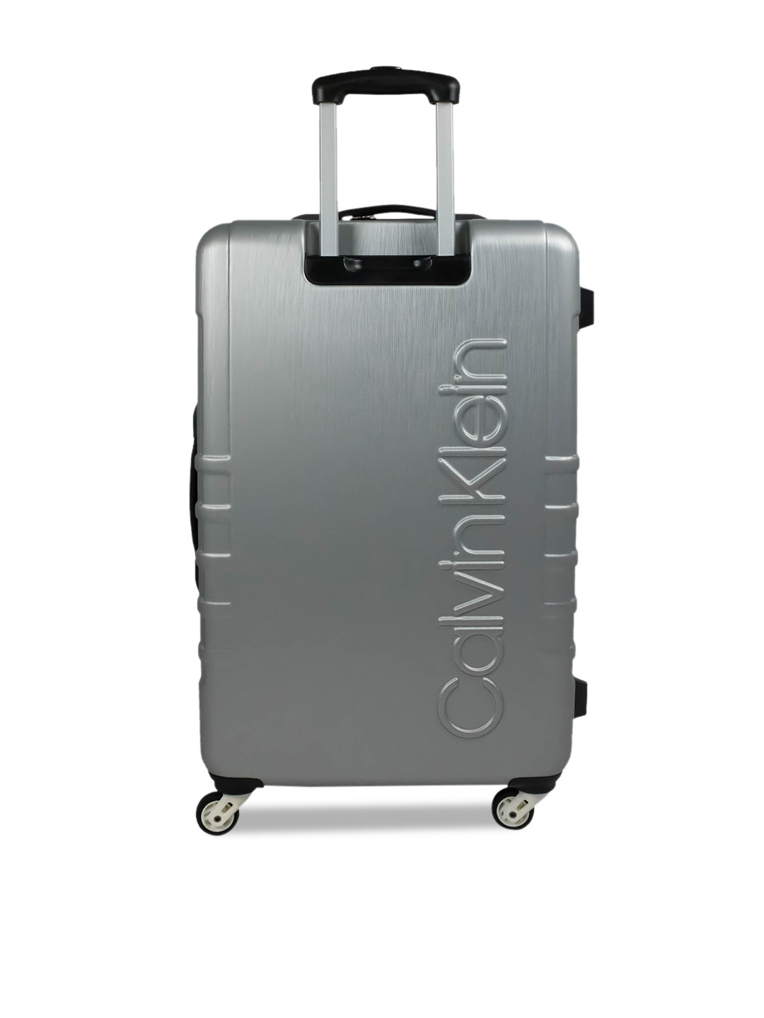 Buy Calvin Klein Grey Luggage Ck Logo Hard Sided Large Trolley Suitcase ...