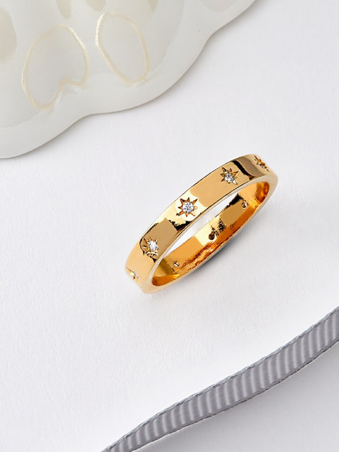 Buy Accessorize London Women 14K Gold Plated Z Sparkle Star Band Ring ...